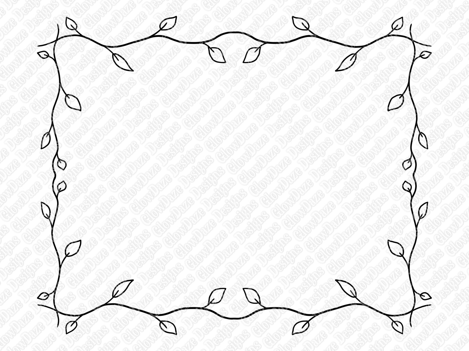 Leafy Vine Doodle Frame | SVG PNG | Printable Clip Art | Hand-drawn ...