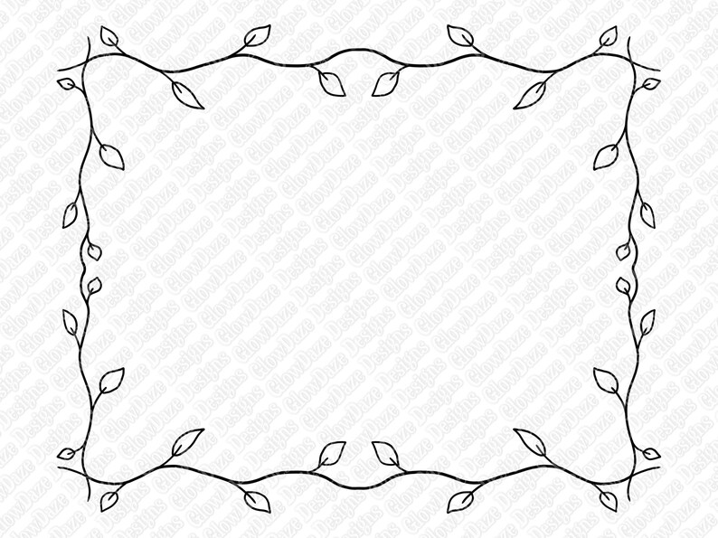 Leafy Vine Doodle Frame | SVG PNG | Printable Clip Art | Hand-drawn ...