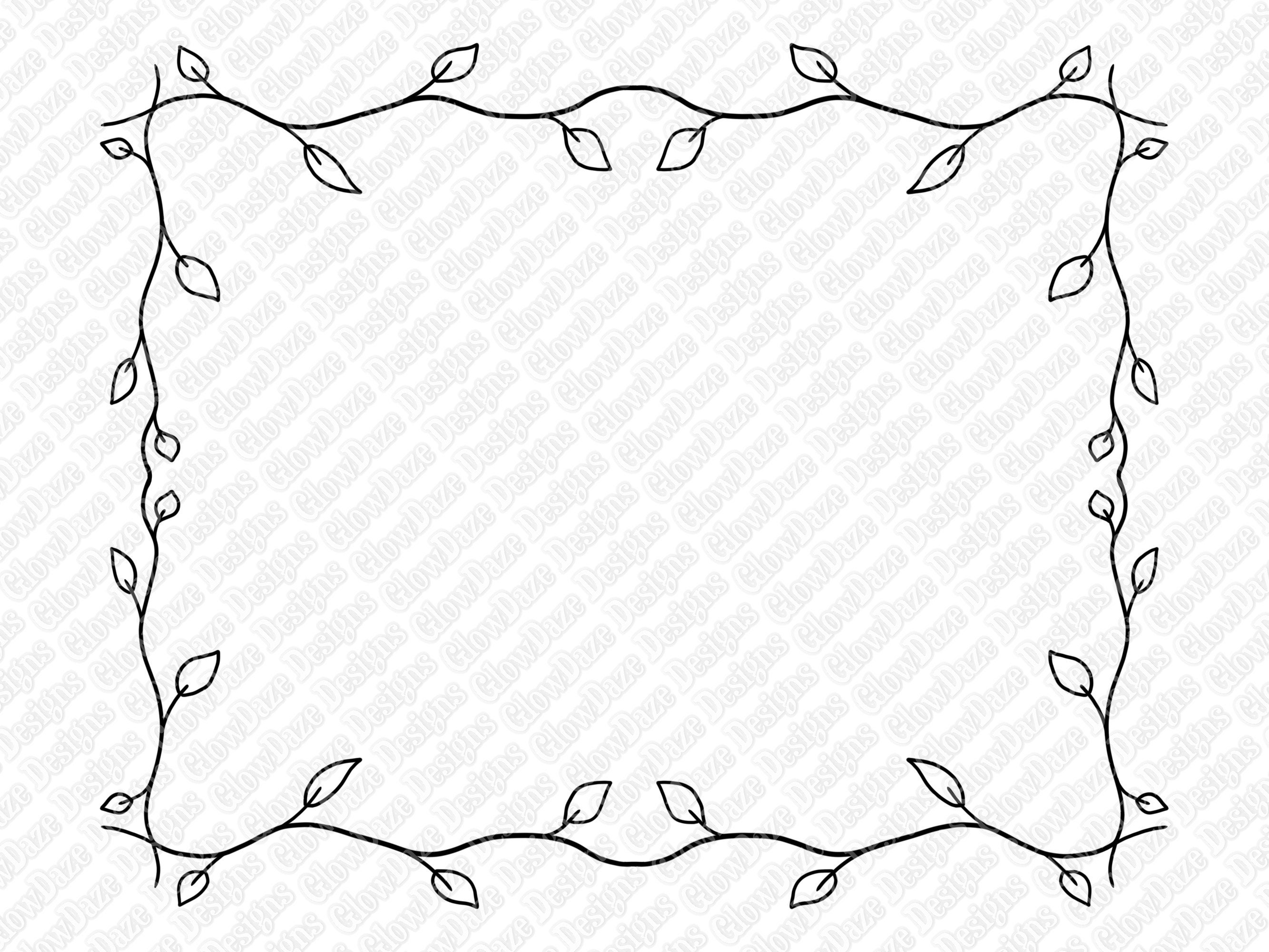 Leafy Vine Doodle Frame | SVG PNG | Printable Clip Art | Hand-drawn ...