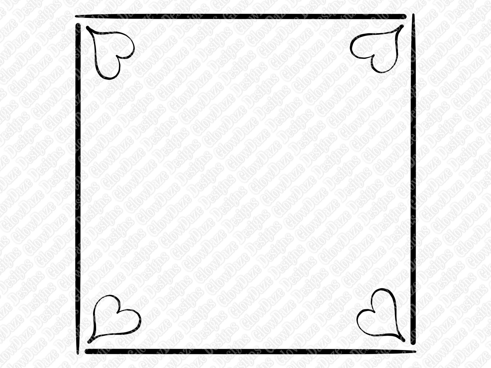 Corner Hearts Doodle Frame | SVG PNG | Printable Clip Art | Hand-drawn ...