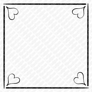 Corner Hearts Doodle Frame | SVG PNG | Printable Clip Art | Hand-drawn ...