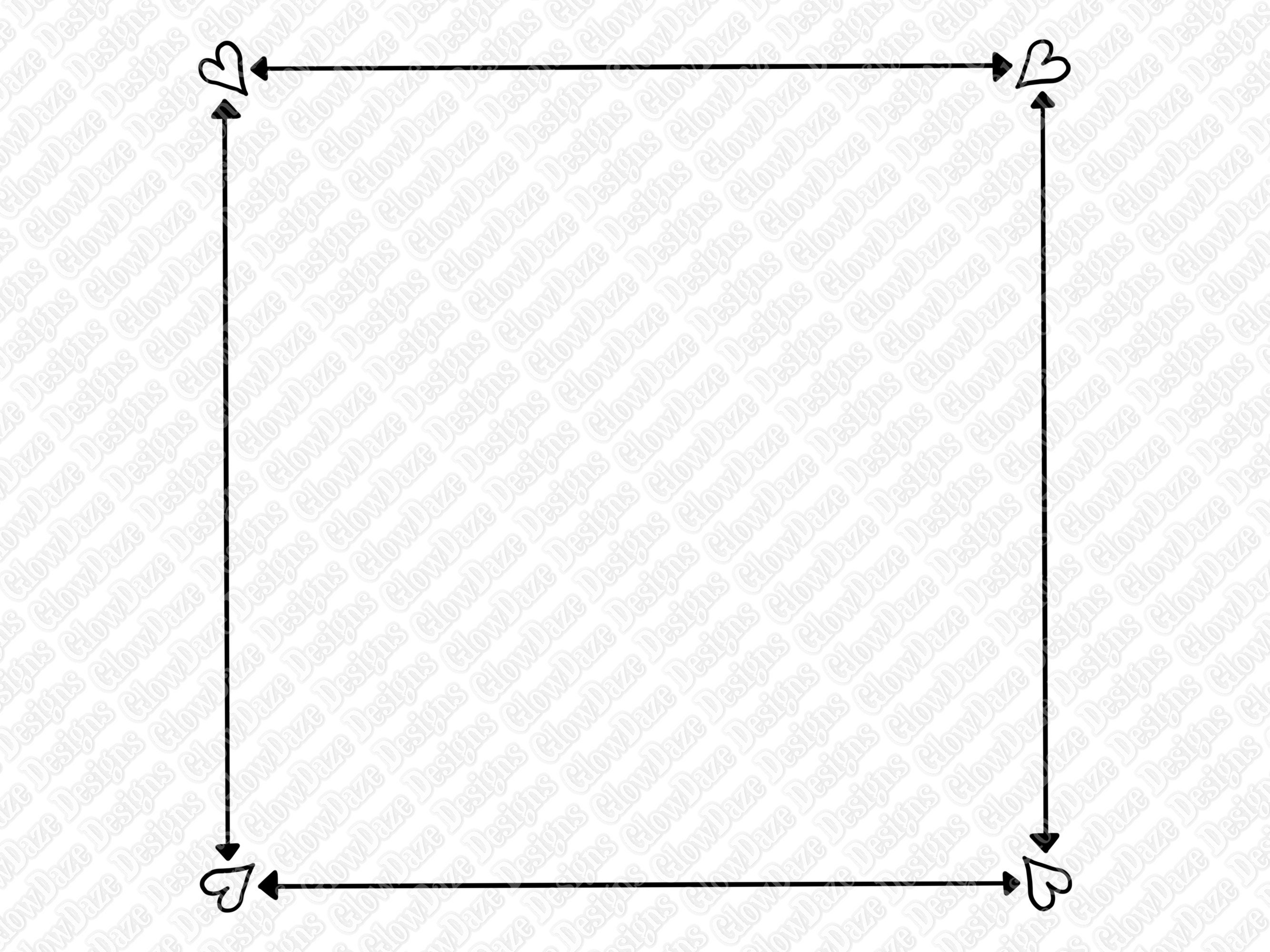 Hearts and Arrows Doodle Frame | SVG PNG | Printable Clip Art | Hand ...