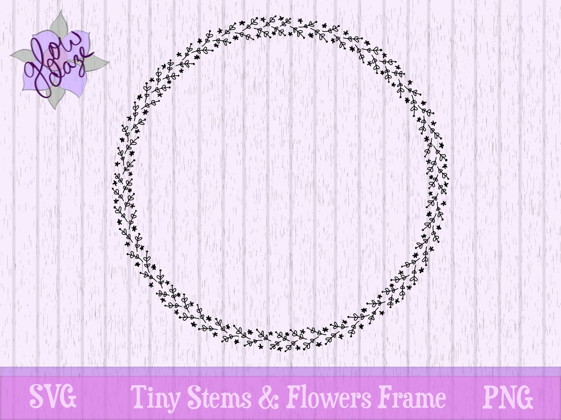 Tiny Stems and Flowers Frame | SVG PNG | Printable Clip Art | Hand ...