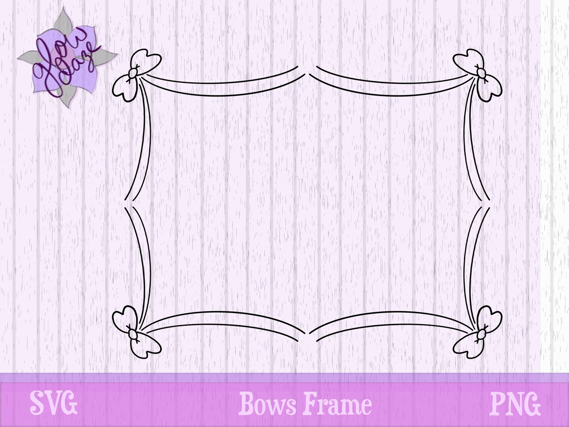 Bows Doodle Frame | SVG PNG | Printable Clip Art | Hand-drawn Rectangle ...