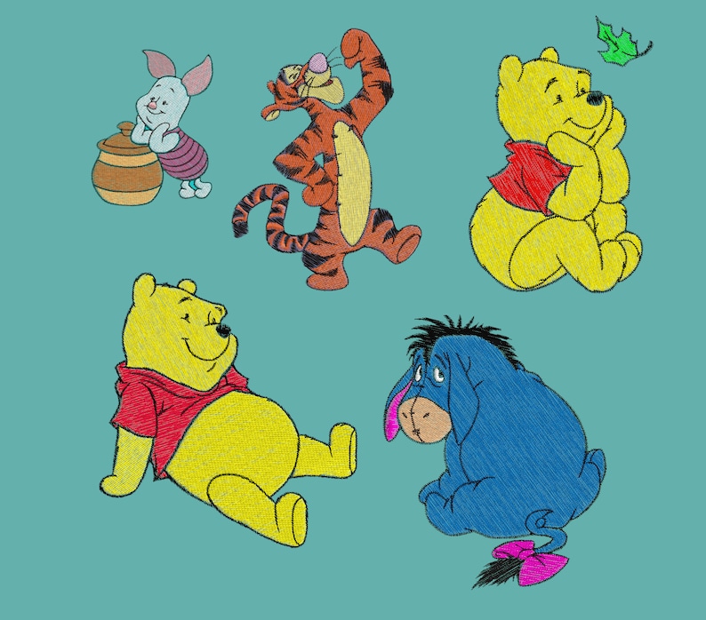 Embroidery Design 5 Set Winnie Pooh Tigger Donkey Pes Hus Jef - Etsy