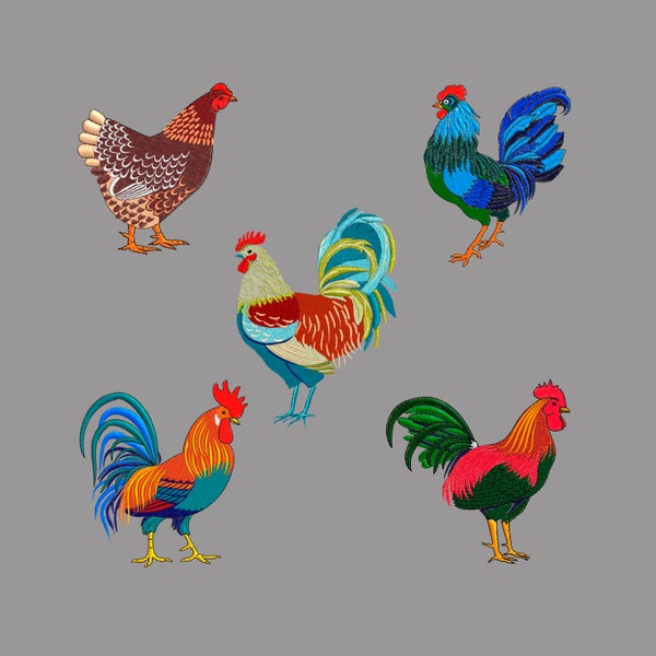 Rooster Embroidery - Etsy
