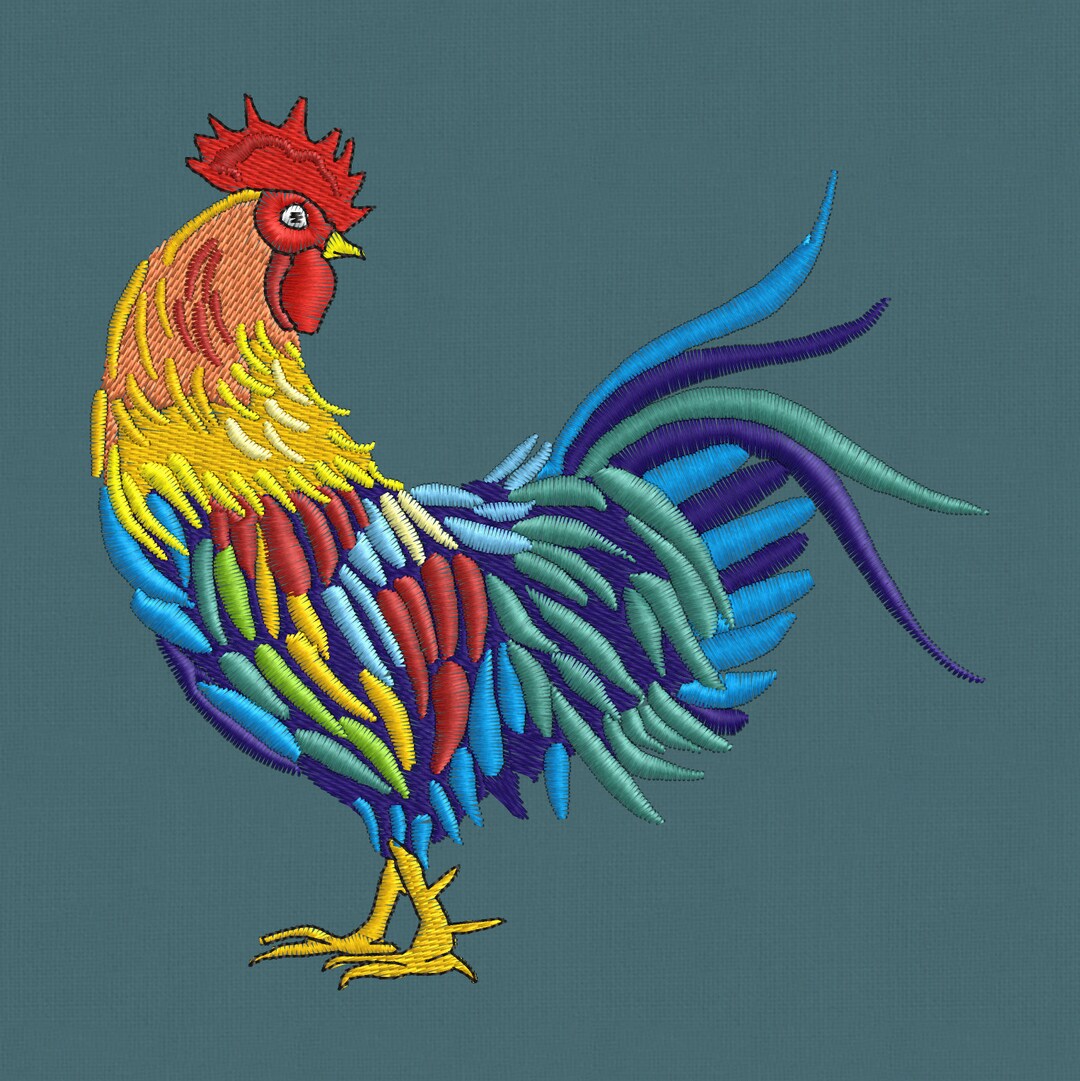 Embroidery Design Rooster Hen Cockerel Bird Pes Hus Jef 3 Sizes Etsy