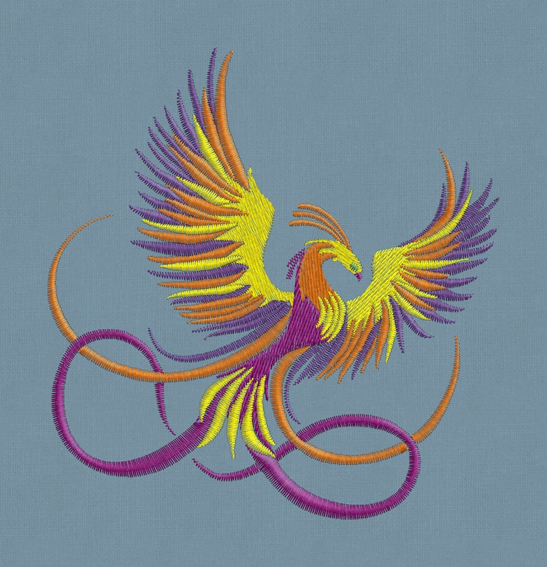 Embroidery Design Phoenix Bird Pes Hus Jef 2 Sizes | Etsy