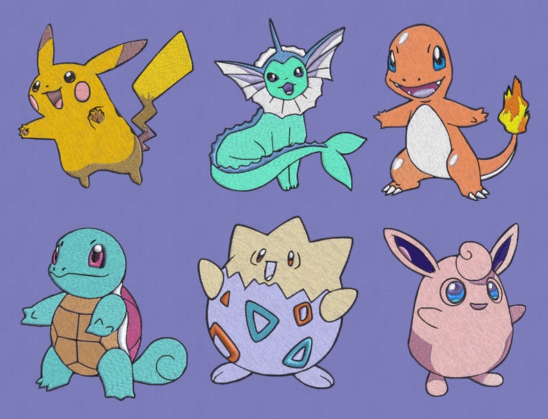 Embroidery Design 6 Set Pokemon Cartoon Anime Pes Hus Jef 4x4 Hoop - Etsy