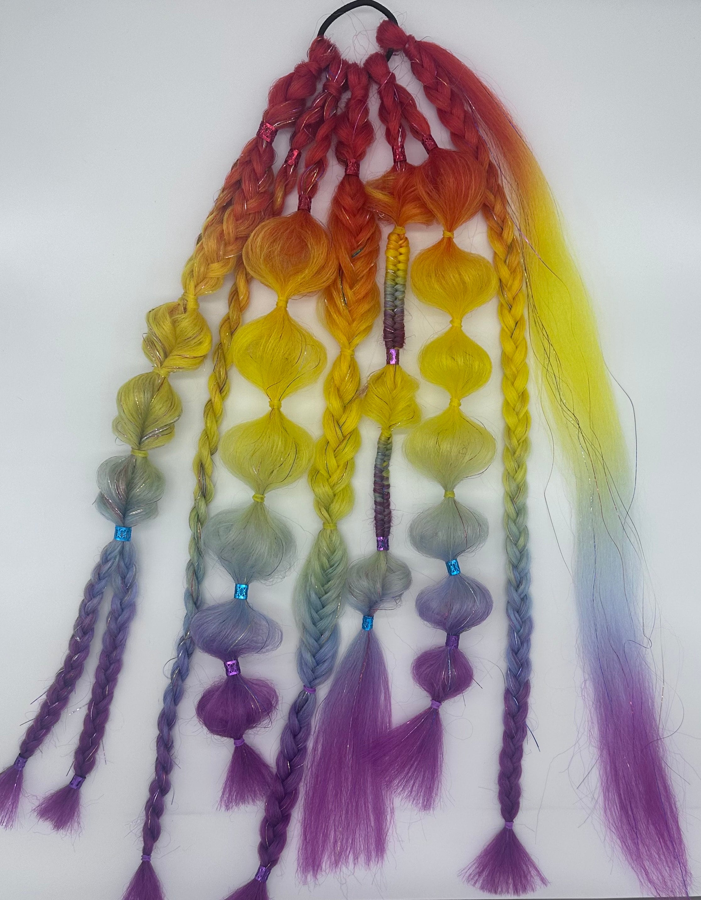 Rave Braids-rainbow-easy Festival/rave Hair, Rave Accessories. Bubble ...