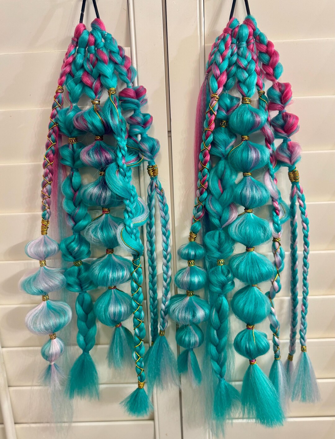 Rave Braids Pink Ombré and Teal-easy Festival/rave Hair, Rave ...