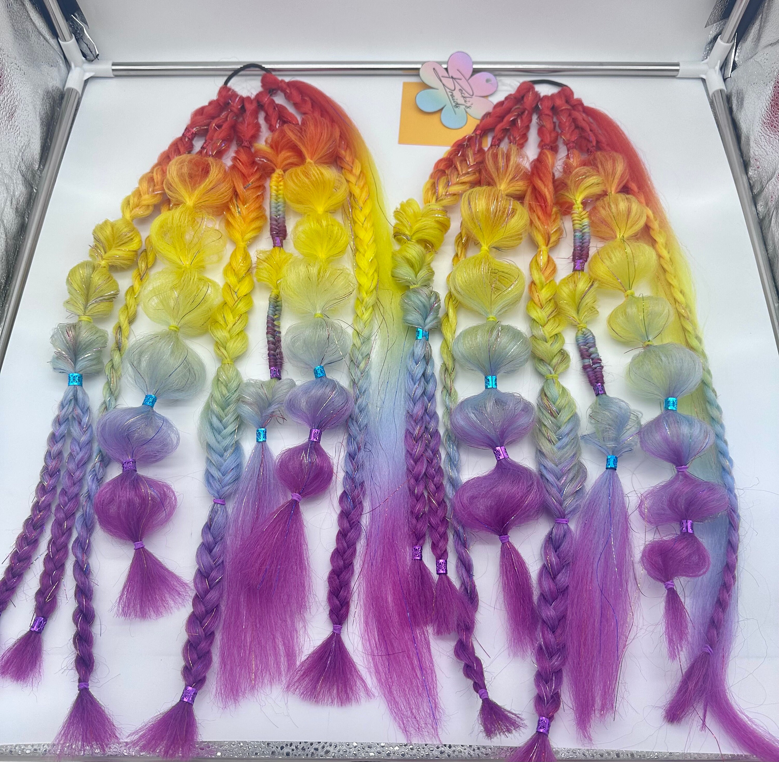 Rave Braids-rainbow-easy Festival/rave Hair, Rave Accessories. Bubble ...