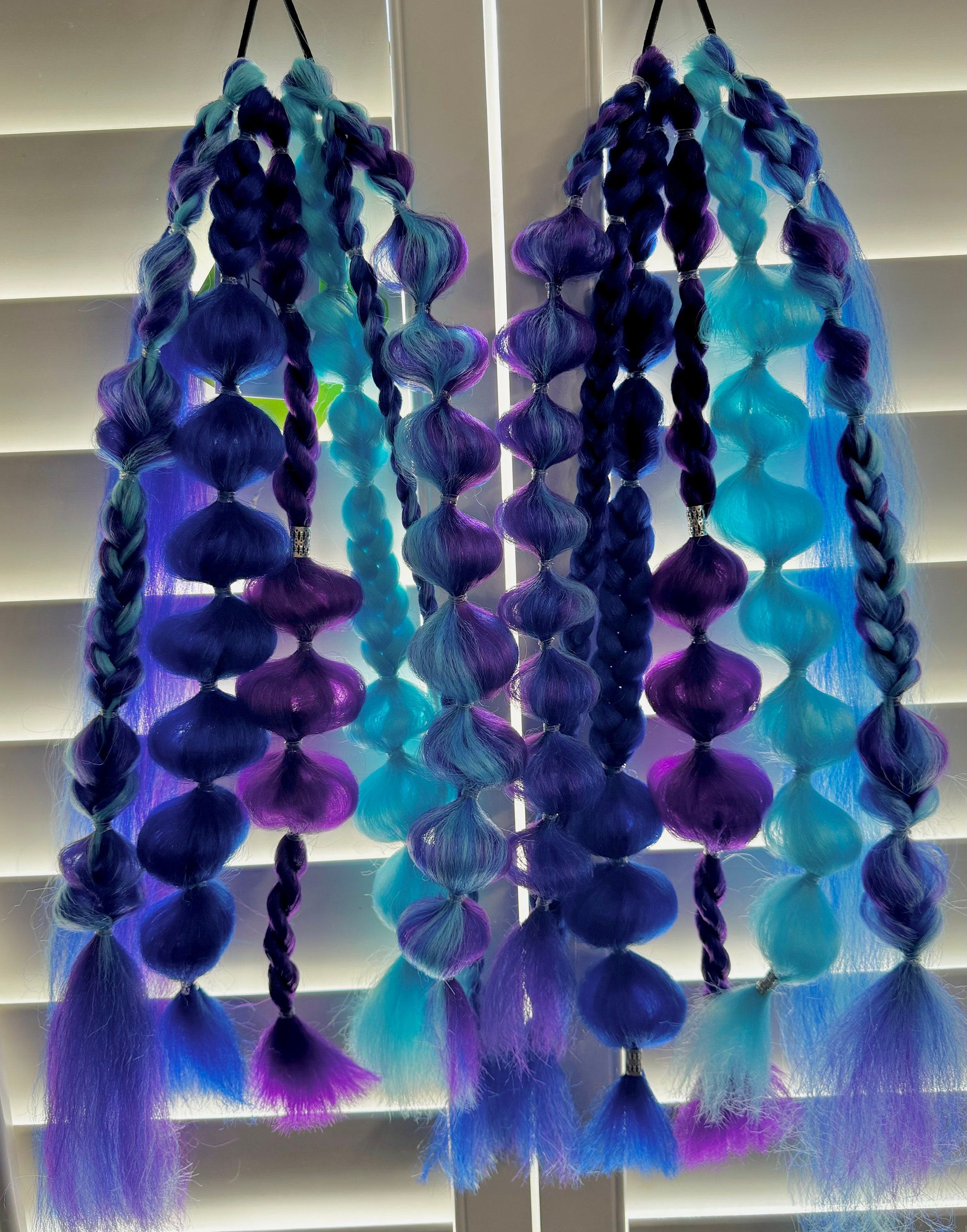 Rave Braids-baby Blue Purple Blue -easy Festival/rave Hair, Rave ...