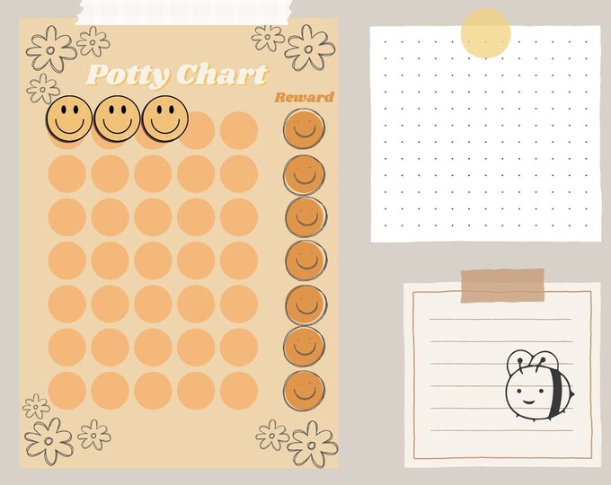 Potty Training Sticker Chart, Simple Potty Chart for Girls, Boho Style ...