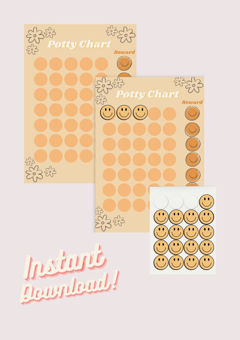 Potty Training Sticker Chart Simple Potty Chart for Girls - Etsy