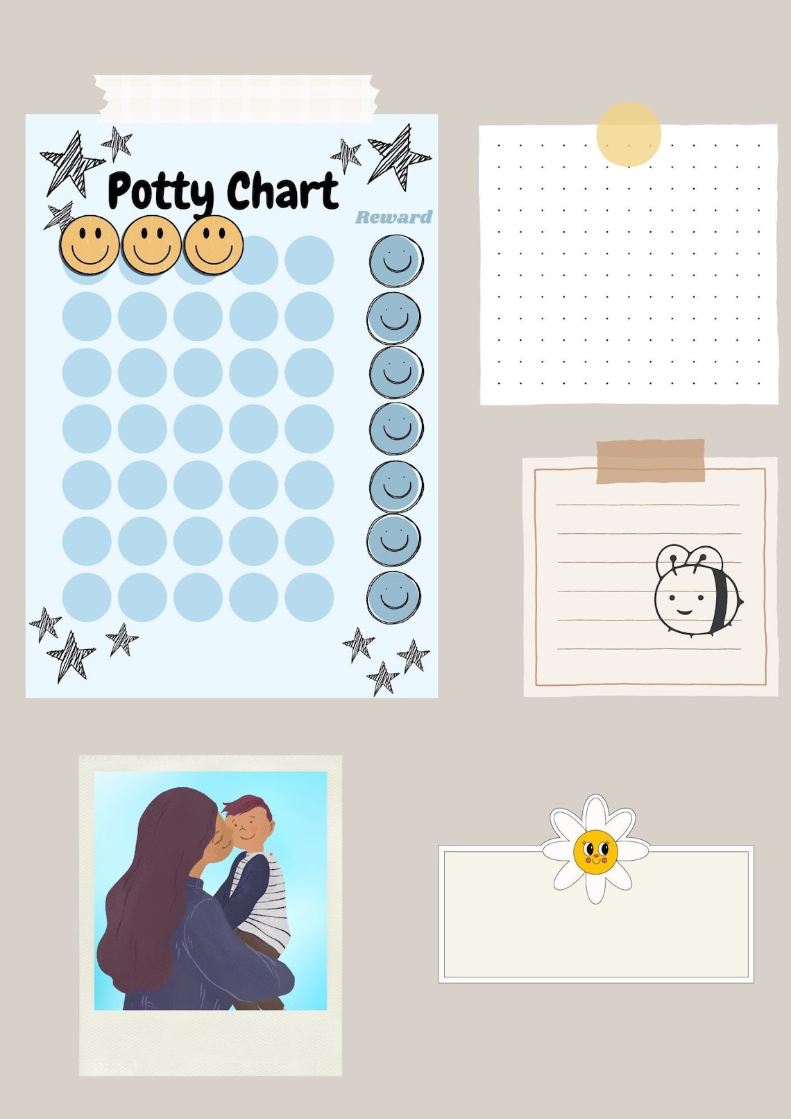 Boys Simple Blue Potty Training Sticker Chart Potty Chart - Etsy