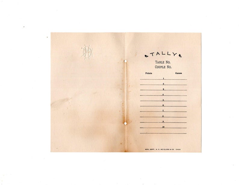 Vintage Tally Cards, Antique Tally Card Printable, Digital Download ...