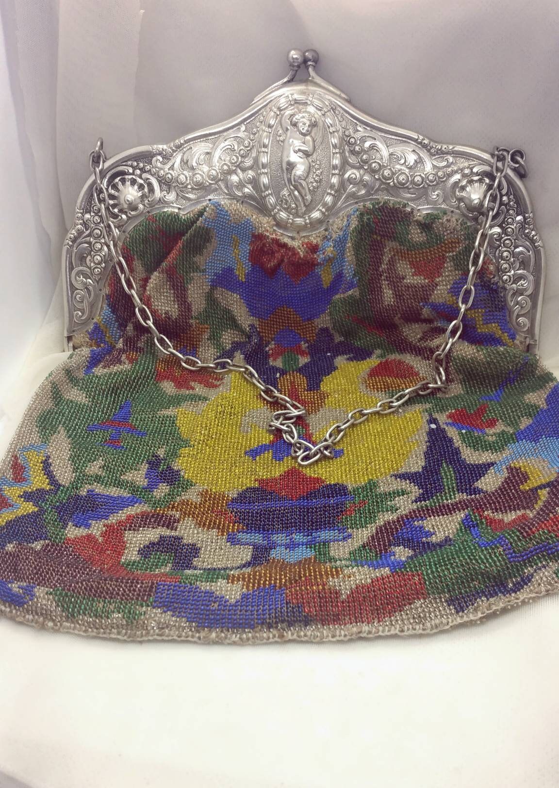 Antique Silver Beaded Angels Handbag Embroidered From the - Etsy