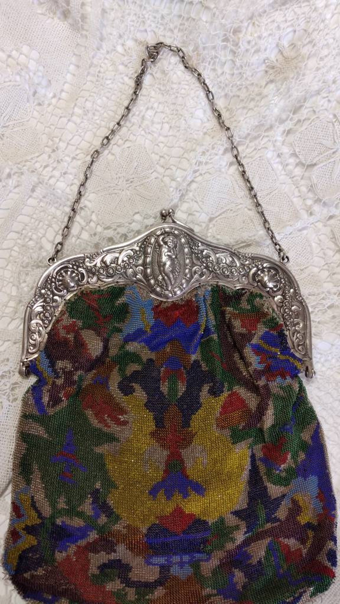 Antique Silver Beaded Angels Handbag Embroidered From the - Etsy