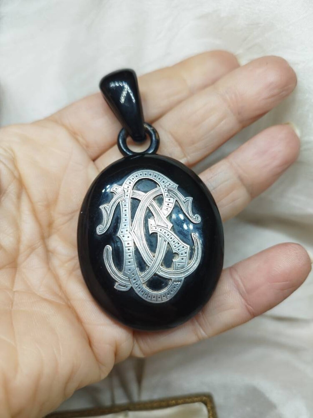 Whitby Jet Silver Locket Pendant Vintage Victorian Mourning Jewelry ...