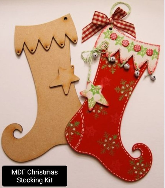 MDF Christmas Stocking Craft Kit by Inky Doodles - Etsy