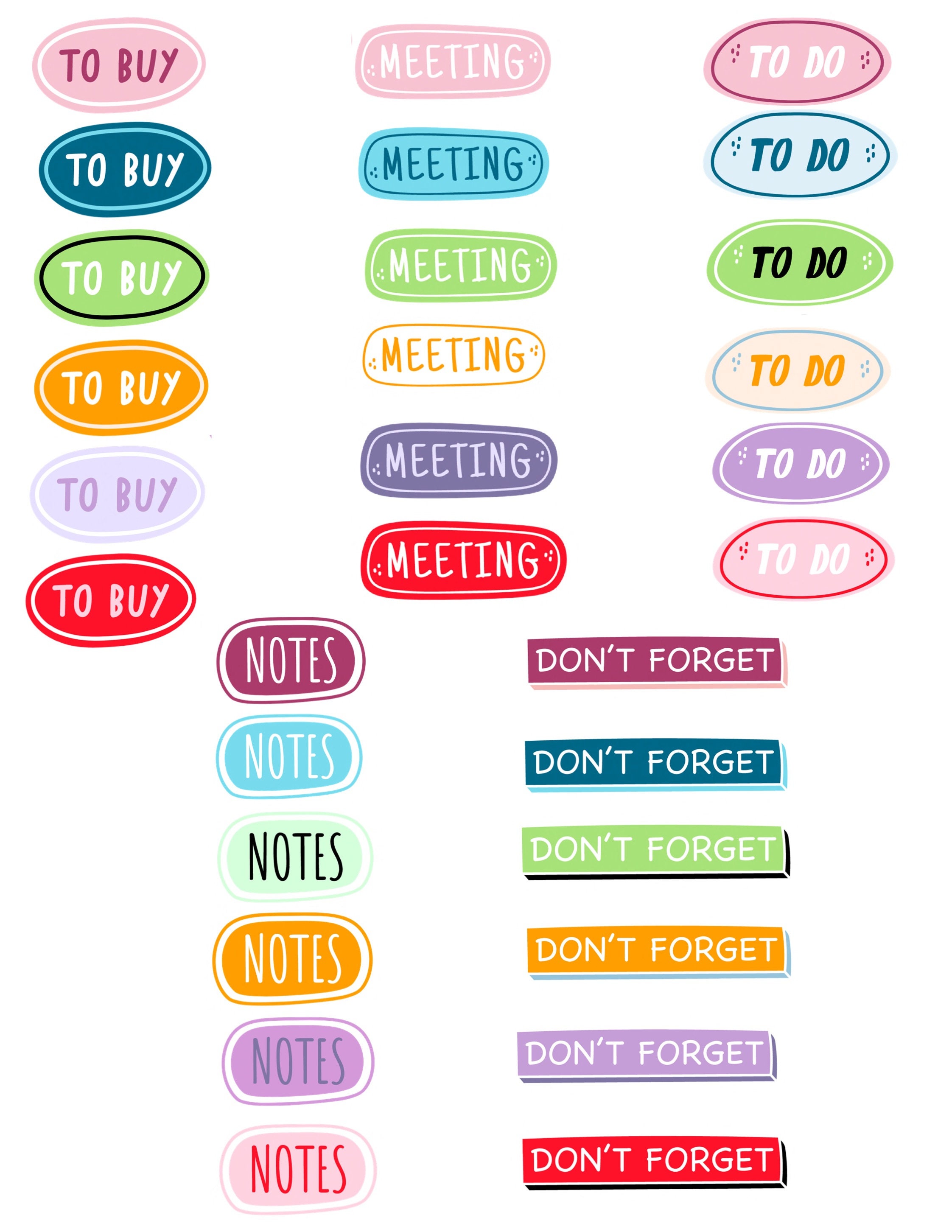 Digital Planner Stickers Clip Art Kawaii Ocean Animals Rainbow Cute Pre ...