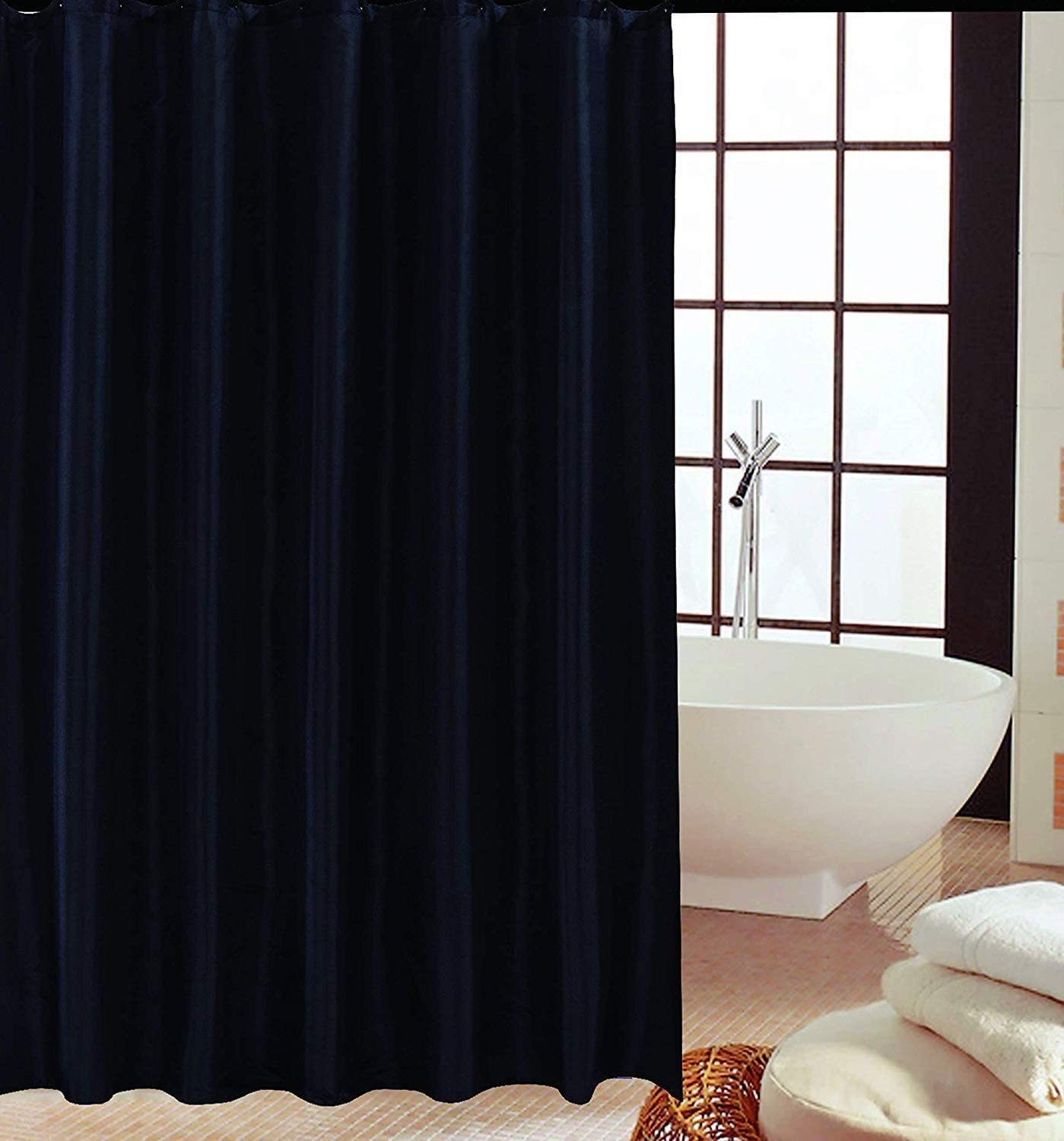 Black Shower Curtain Waterproof Mould Proof Resistant Bathroom Etsy