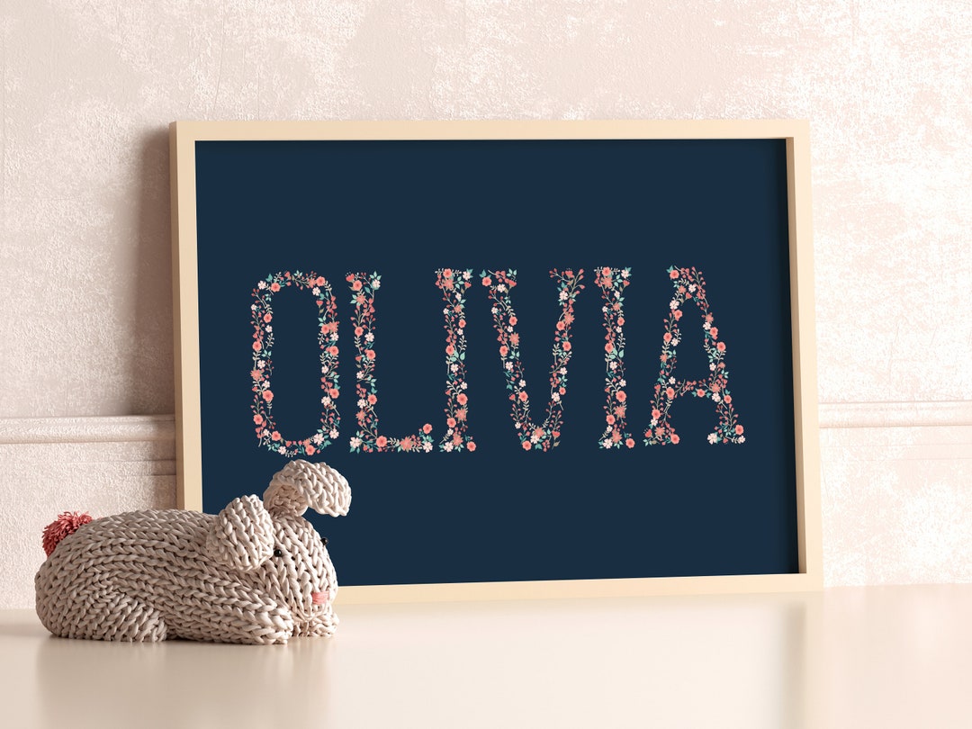 Custom Girls Flower Name Print, Girls Room Wall Decor, Personalized ...