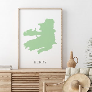 County Kerry Map, Kerry Art Print, Map of Kerry Poster, Irish Wall Art ...