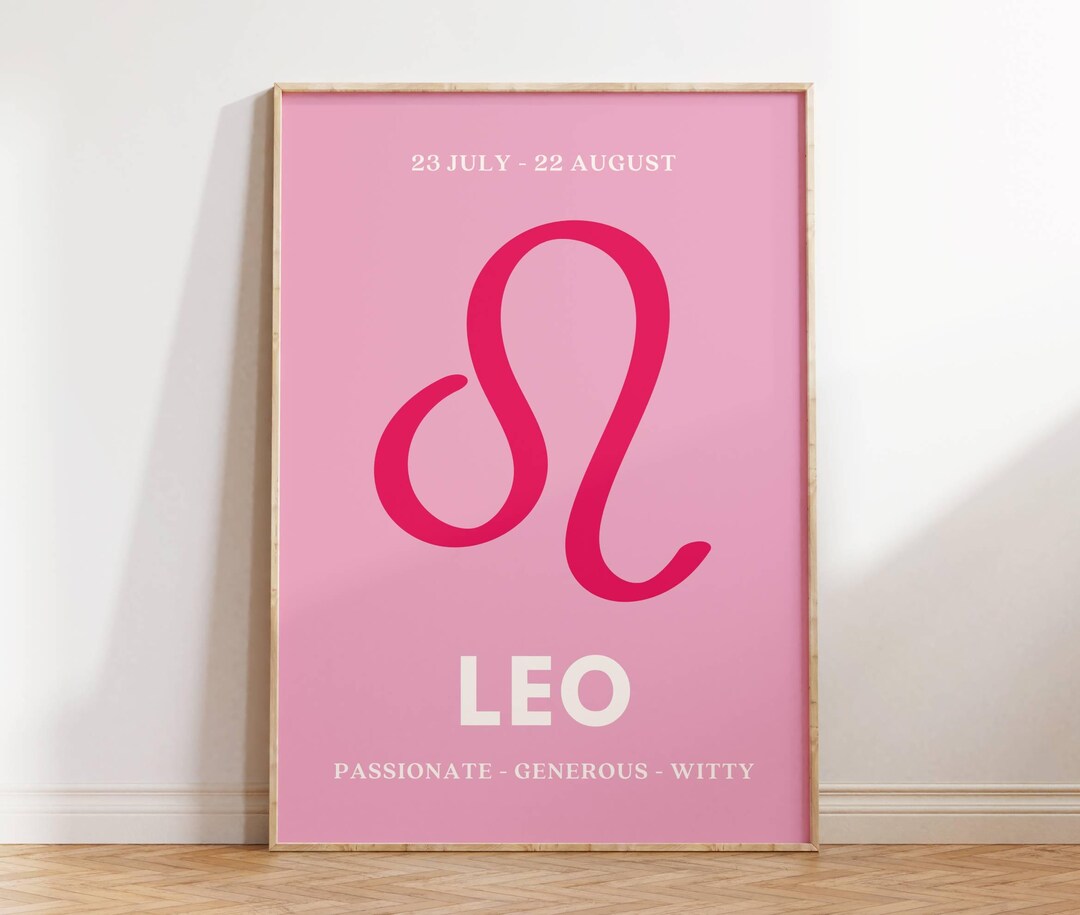 Pink Leo Star Sign Print: Preppy Zodiac Wall Art (printed and Shipped ...