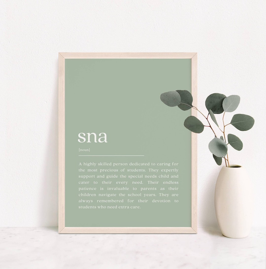 SNA Definition Print, Special Needs Assistant Gift, SNA Appreciation ...