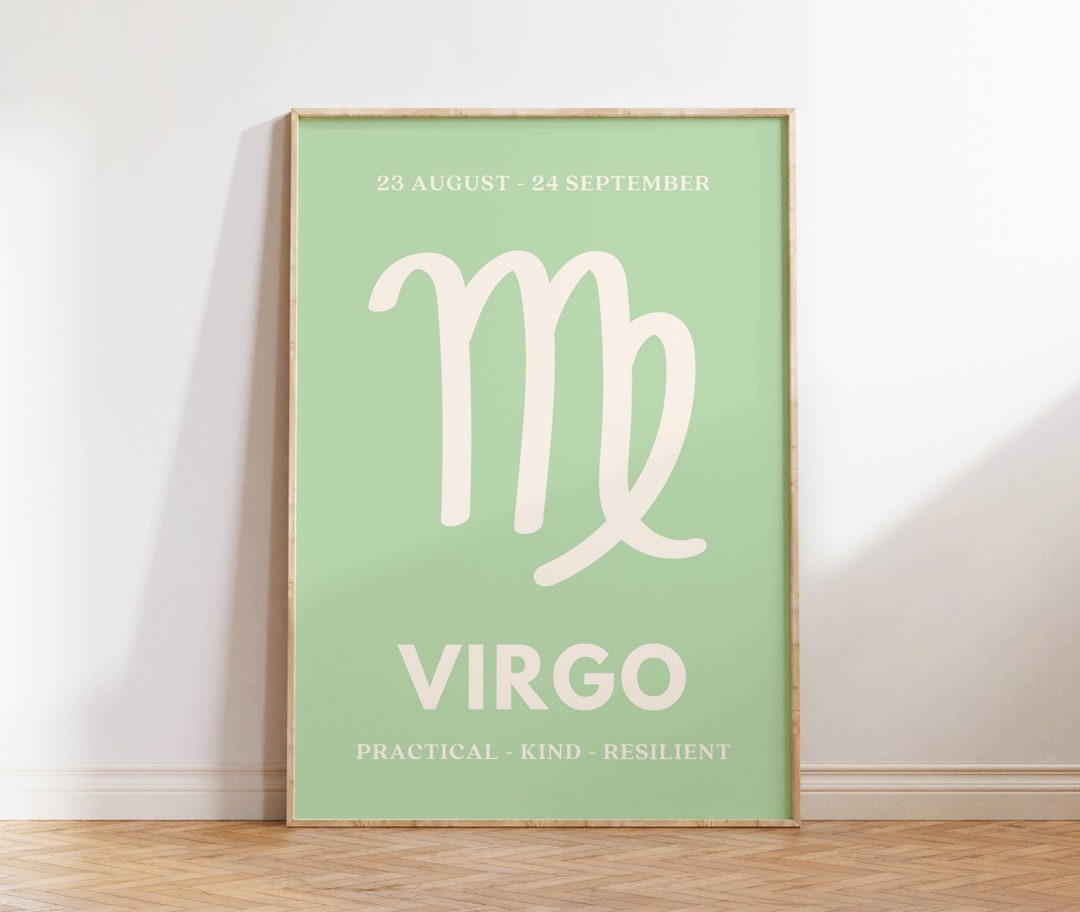 Virgo Wall Art Green Virgo Print Star Sign Poster Virgo - Etsy