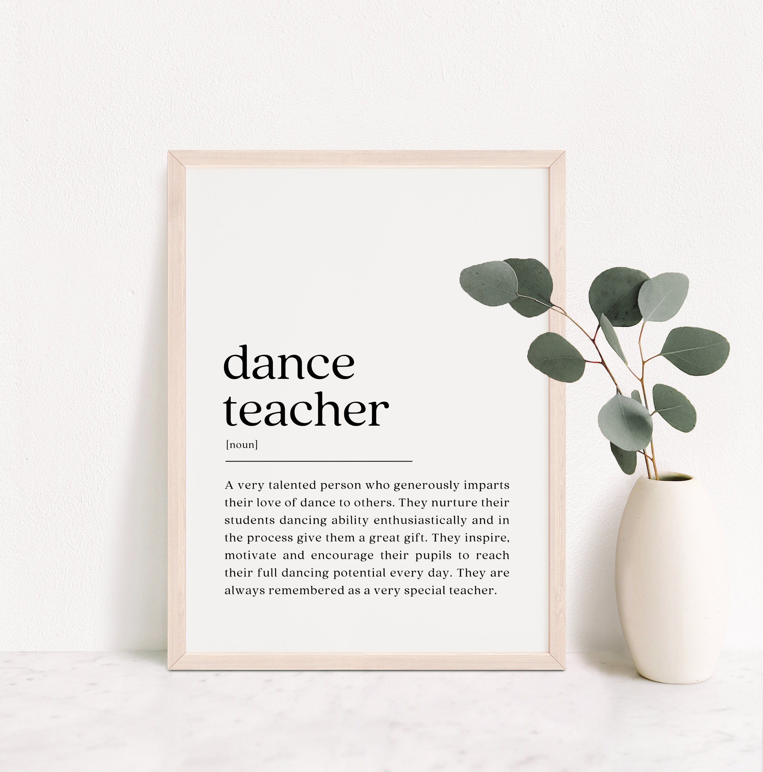 Dance Teacher Definition Print, Dance Teacher Gift, Teacher Thank You ...