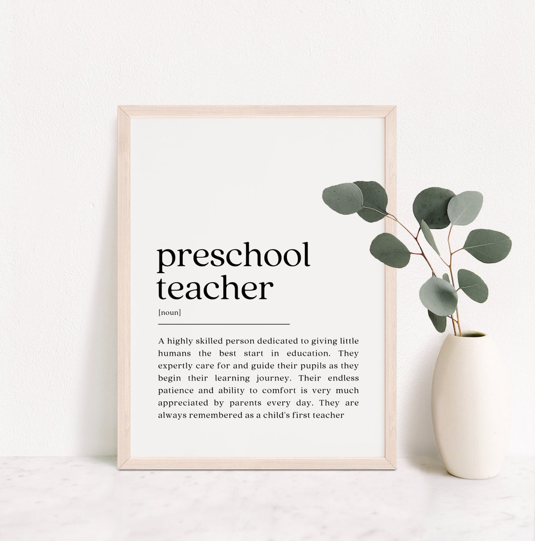 Preschool Teacher Definition Print, Minimalist Teacher Gift (digital ...