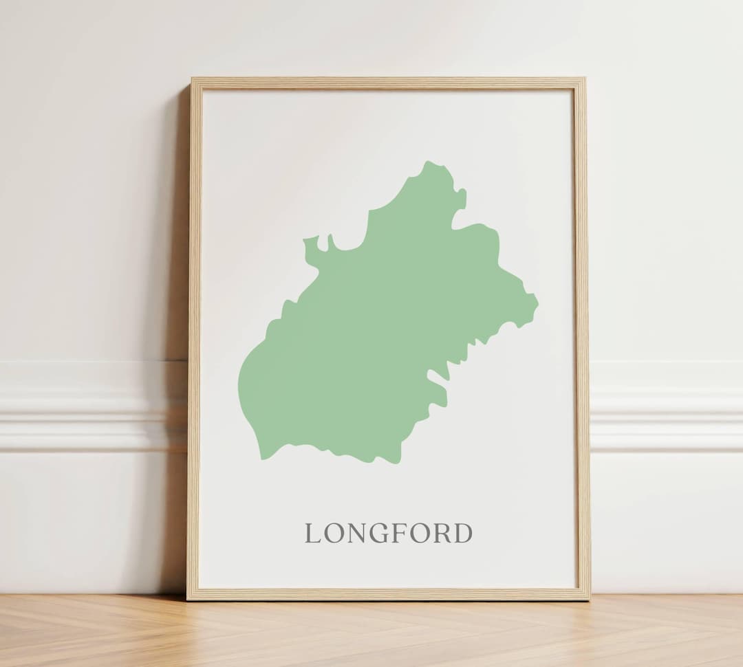 County Longford Map, Longford Art Print, Map of Longford Poster, Irish ...