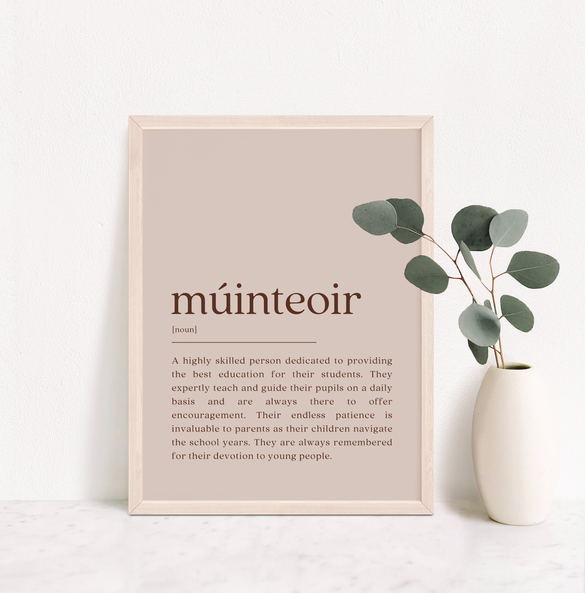 Muinteoir Definition Print, Irish Teacher Gift, Múinteoir Quote ...
