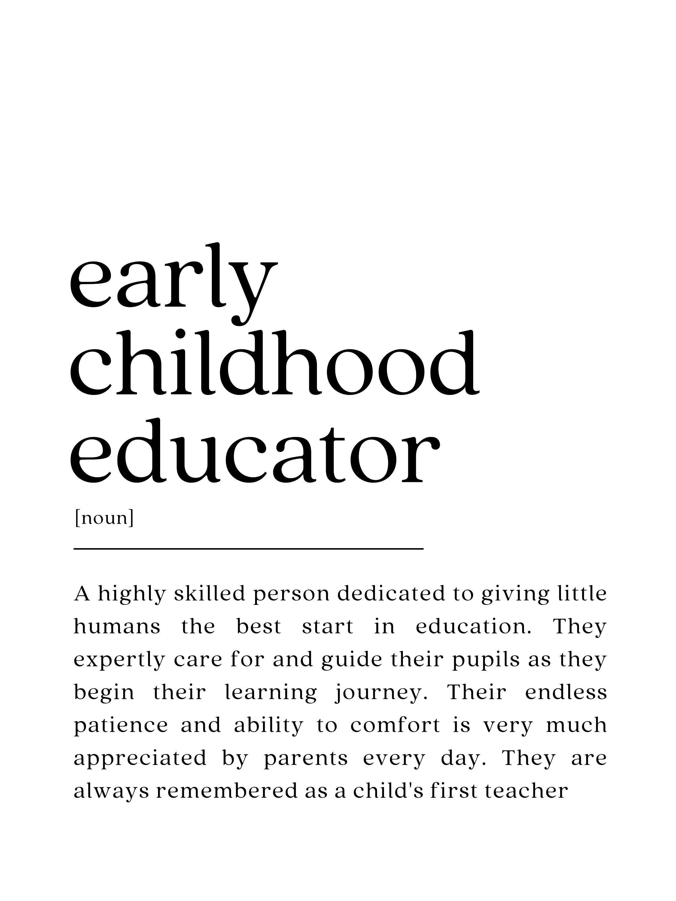 Early Childhood Educator Definition Print, Teacher Gift (digital ...