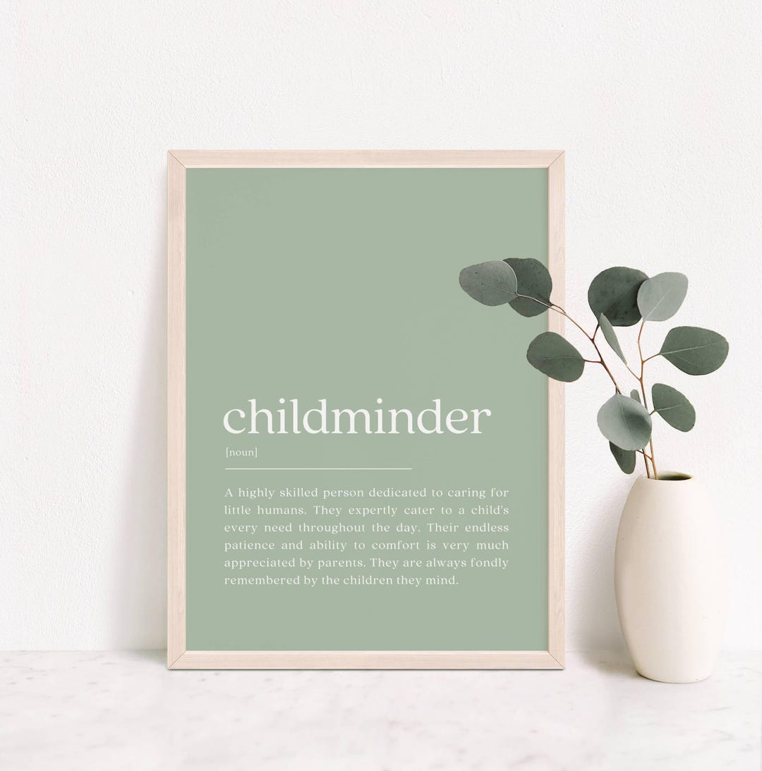 Childminder Gift, Childminder Definition Print, Green Childminder Thank ...
