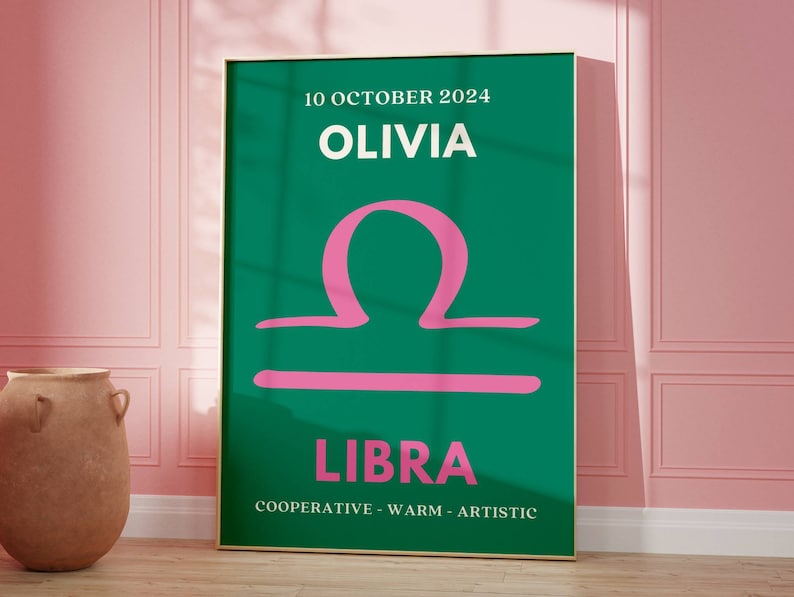 Personalized Libra Star Sign Print: Birthday Gift, Dorm Decor (digital ...