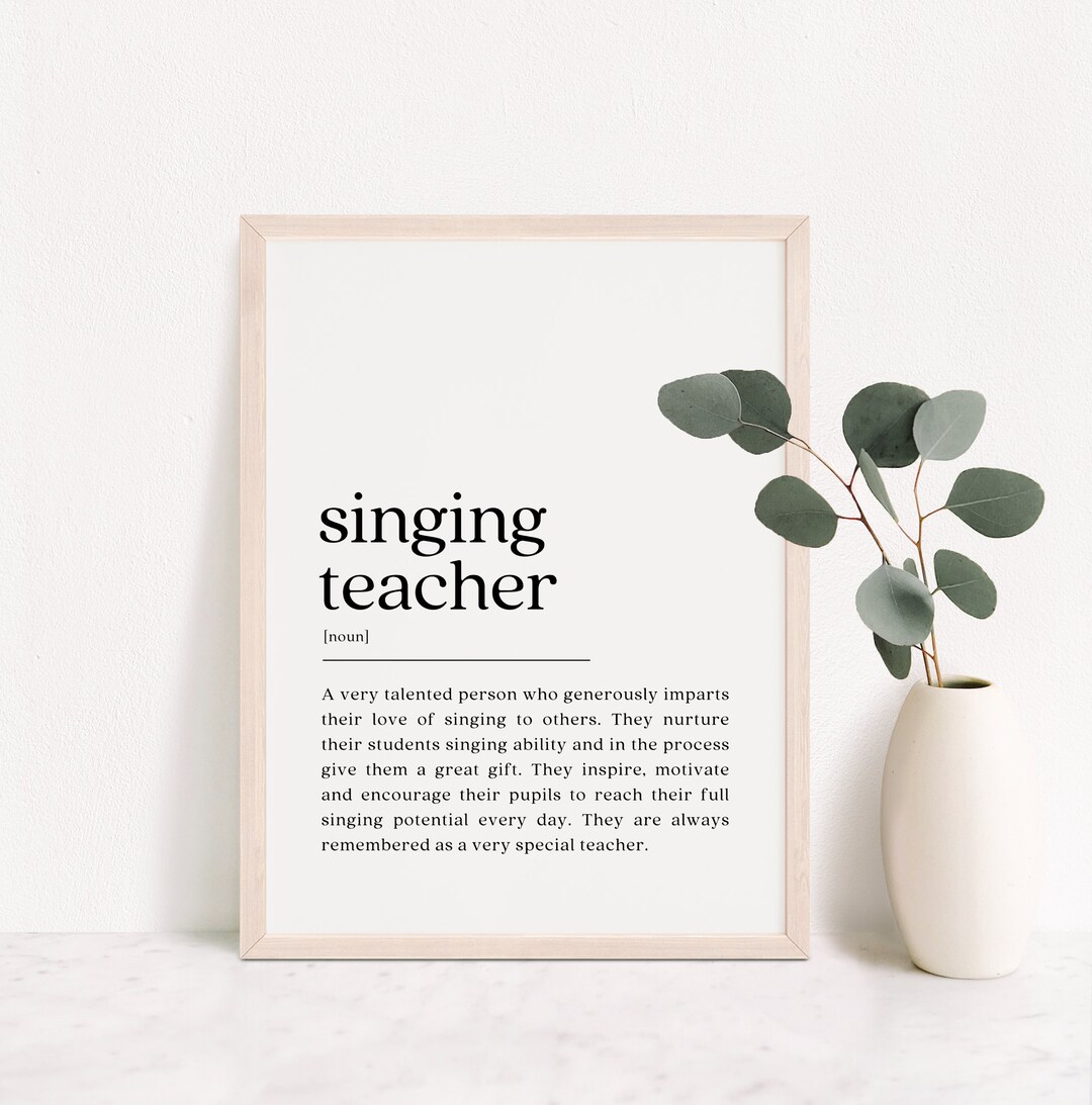 Singing Teacher Definition Print, Singing Teacher Gift, Teacher Thank ...
