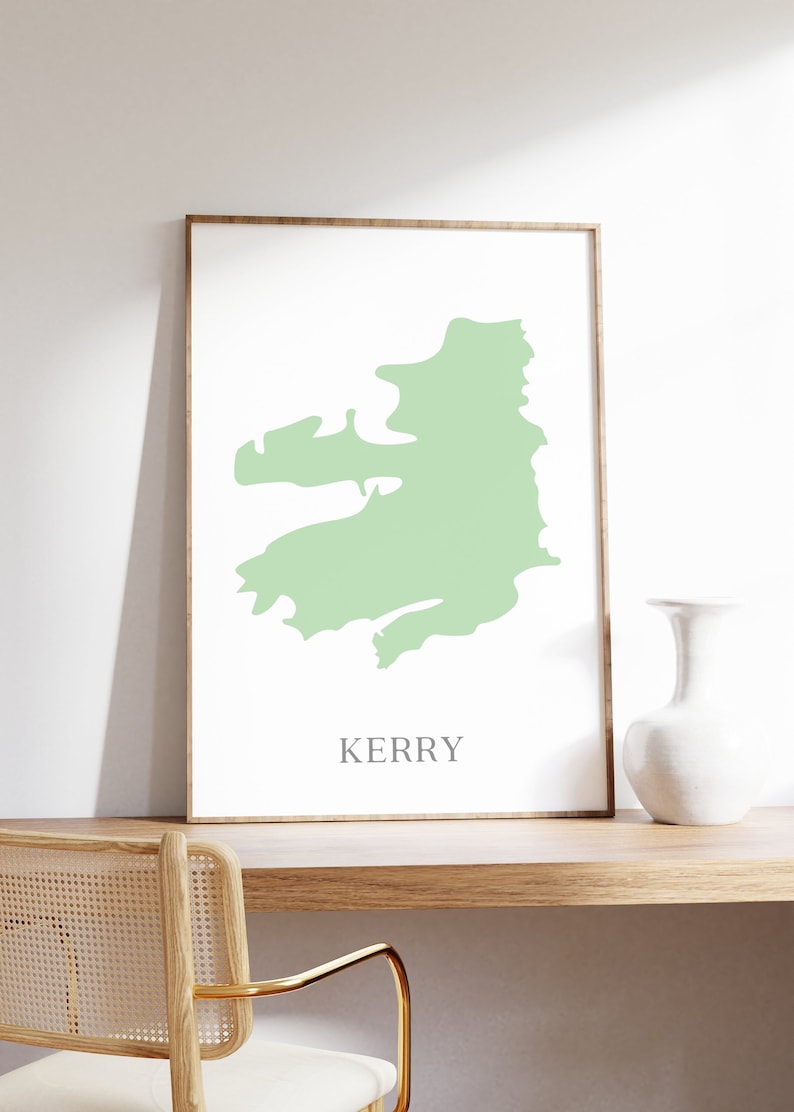County Kerry Map, Kerry Art Print, Map of Kerry Poster, Irish Wall Art ...