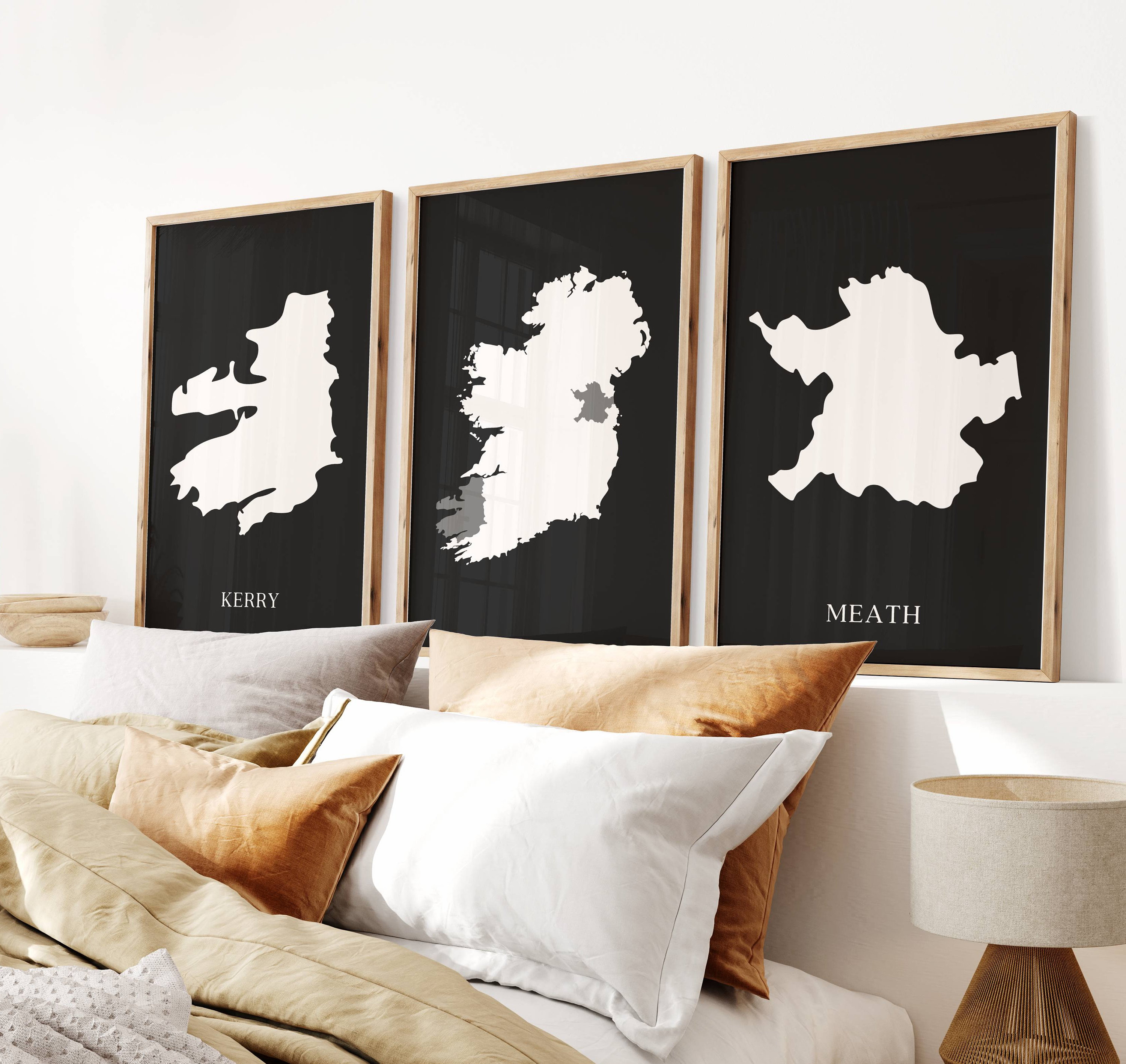 Ireland County Map Prints, Set of 3 Personalized Irish Map Posters ...