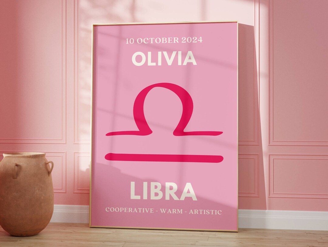 Personalized Libra Star Sign Print: Birthday Gift, Dorm Decor (digital ...
