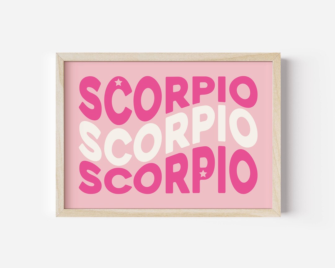 Pink and White Scorpio Print, Scorpio Star Sign Poster, Scorpio Wall ...
