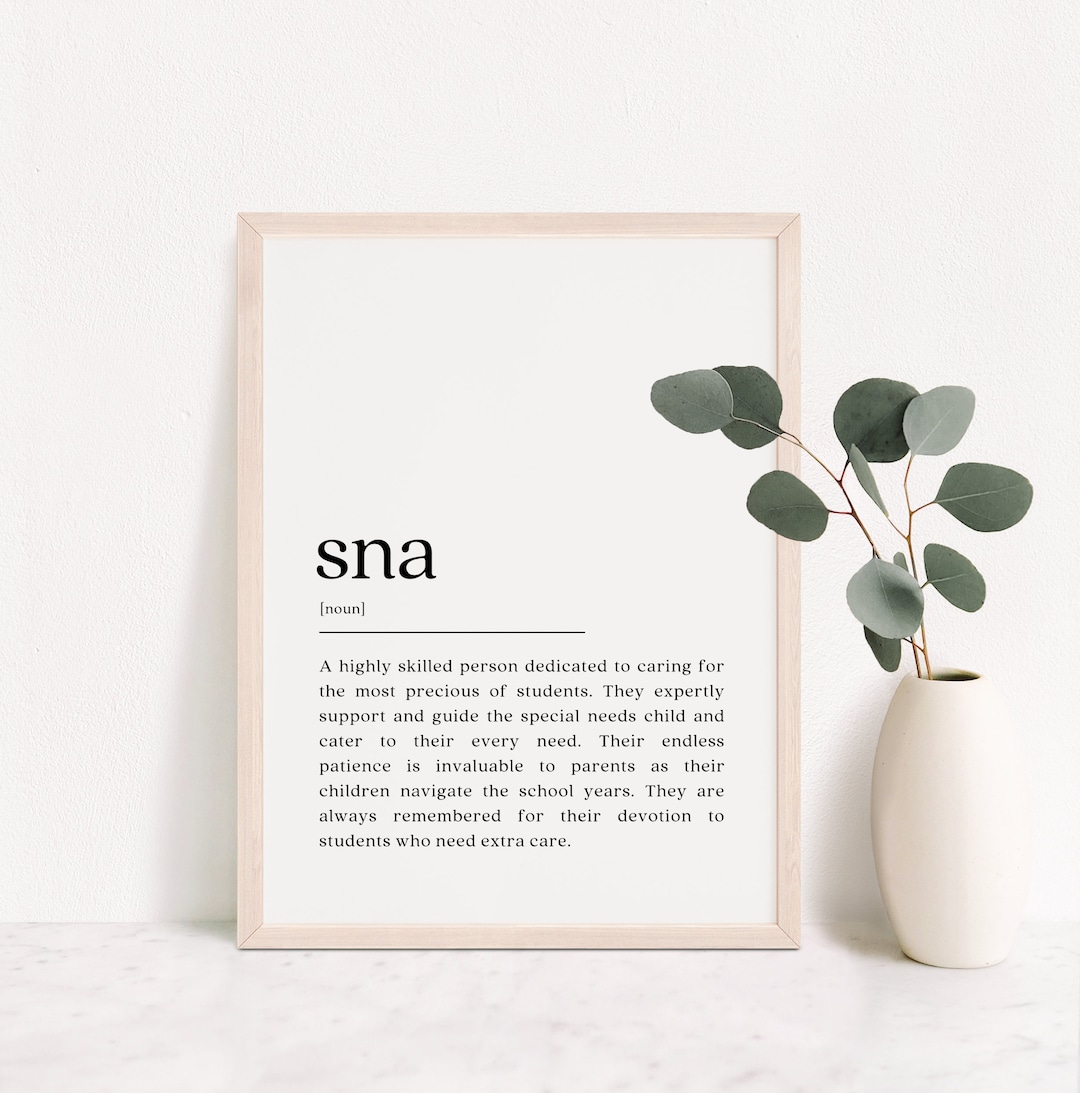 SNA Definition Print, Special Needs Assistant Gift, SNA Appreciation ...