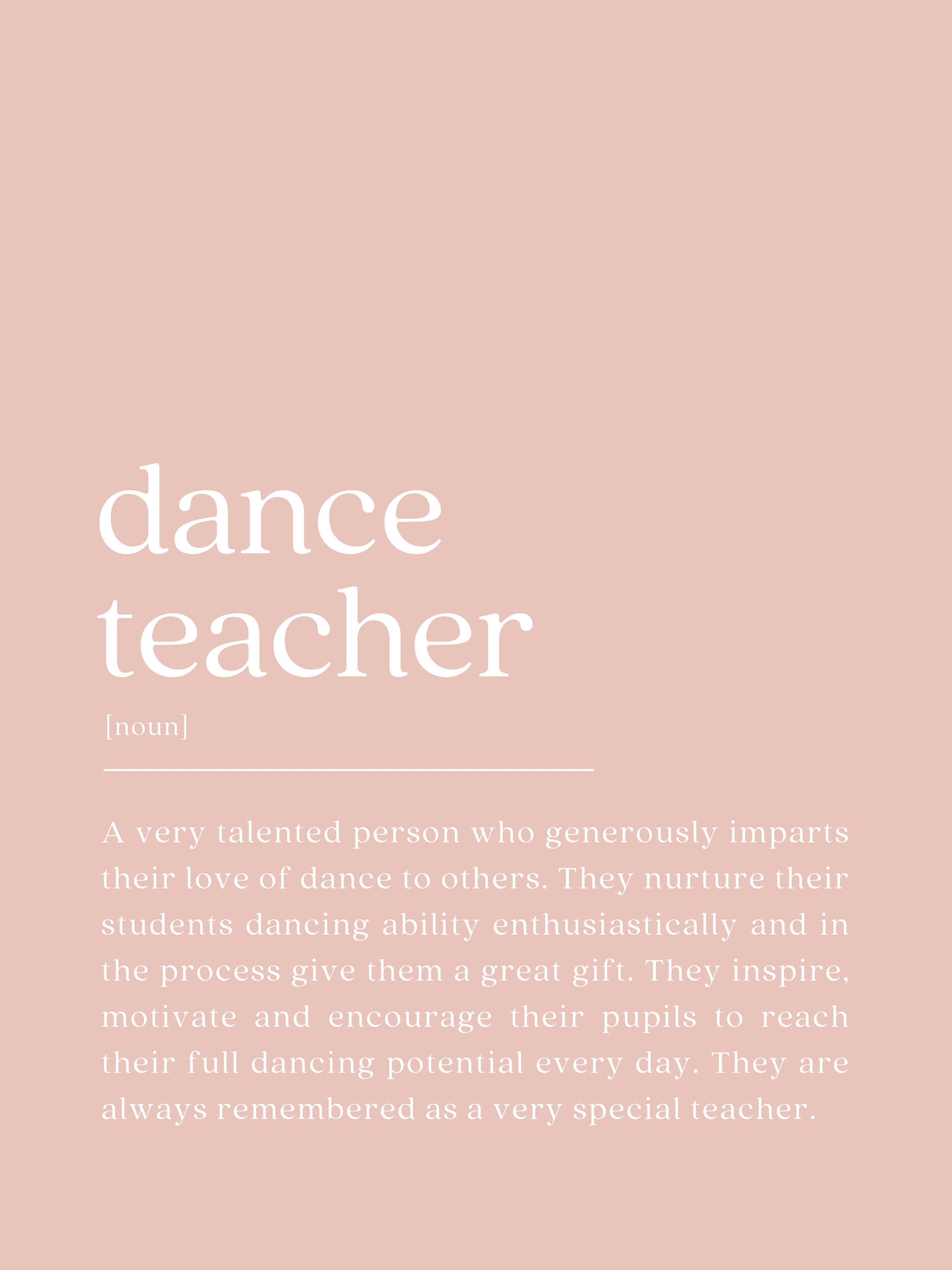 Dance Teacher Definition Print, Dance Teacher Gift, Teacher Thank You ...