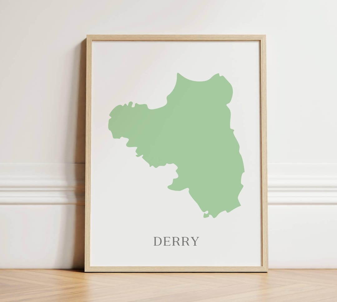 County Derry Map, Derry Art Print, Map of Derry Poster, Irish Wall Art ...