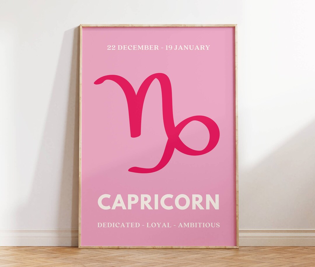 Pink Capricorn Star Sign Print: Zodiac Wall Art (digital Files Only ...