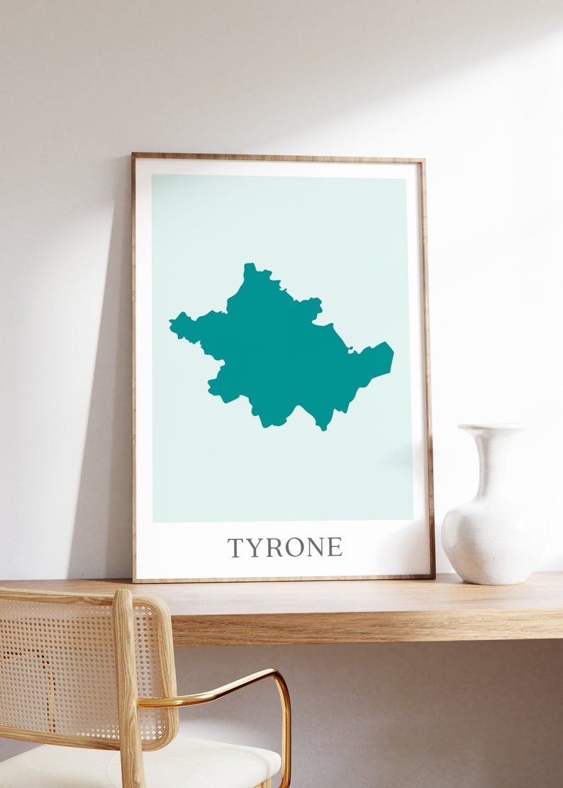County Tyrone Map, Tyrone Art Print, Map of Tyrone Poster, Irish Wall ...