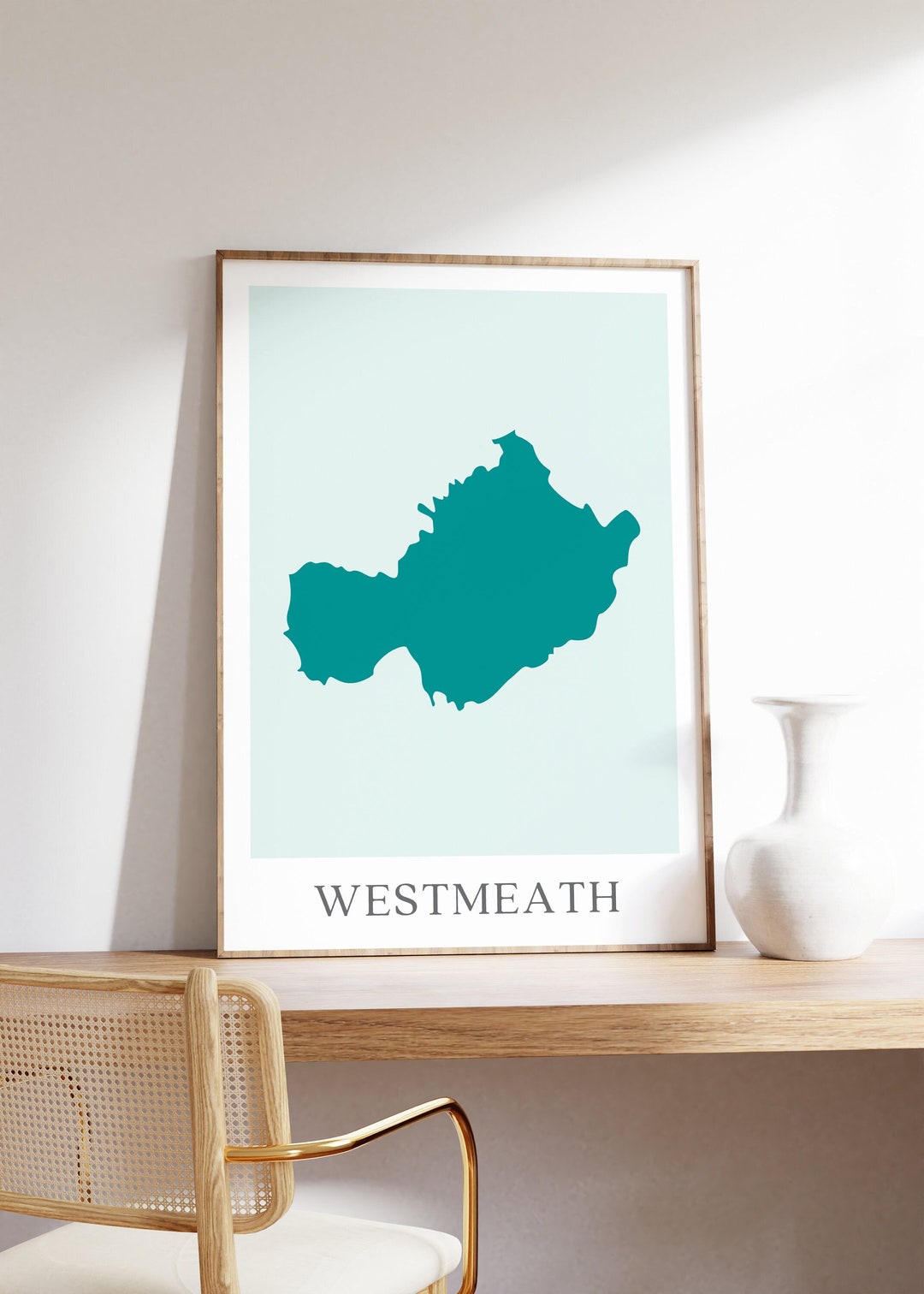 County Westmeath Map, Westmeath Art Print, Map of Westmeath Poster ...